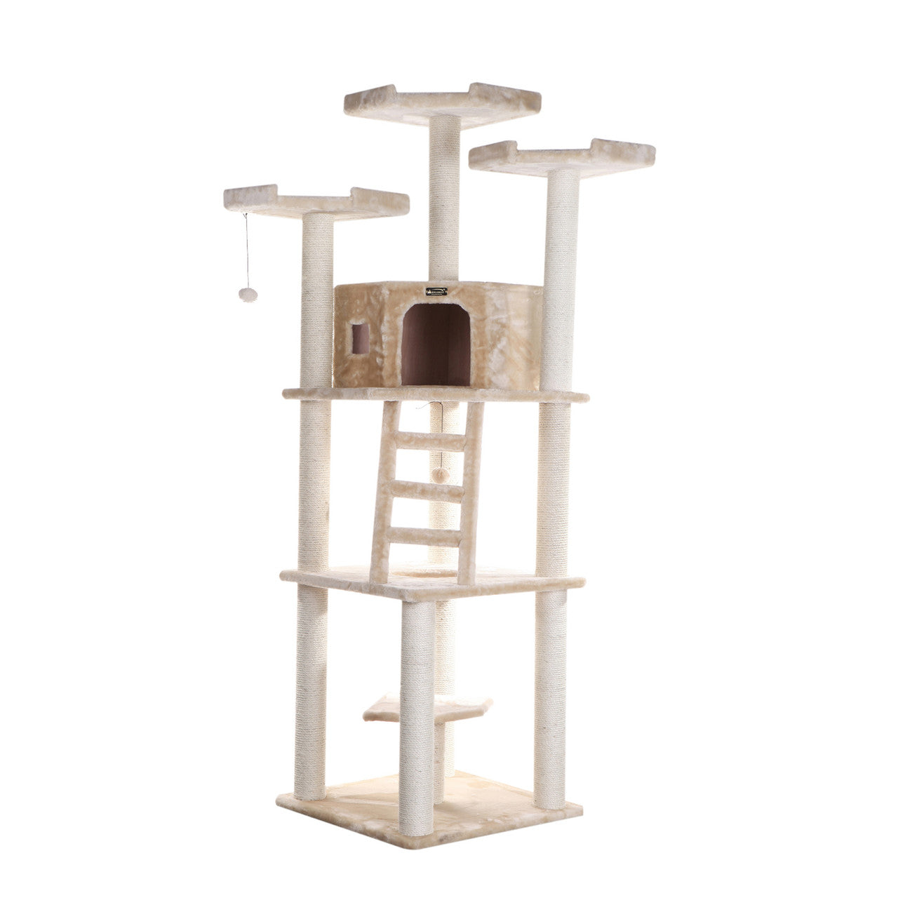Armarkat 80" Multi-Function Real Wood Cat Tower with Spacious Condo